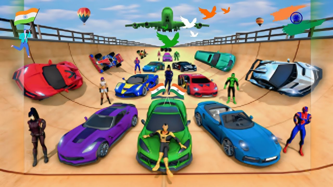 🔴Mega Ramp Car Challange 🔴|| Superheroes Car Game Bng Challange 😡😡 ...
