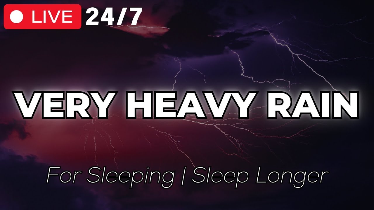 🔴 Sleep Fast with Heavy Rain & Powerful Thunder | Black Screen ...