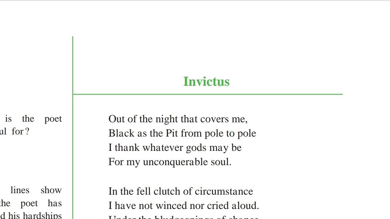 Std 9 Poem Invictus poem appreciation ll 5 me se 5 marks fix 🔥🔥 - YouTube