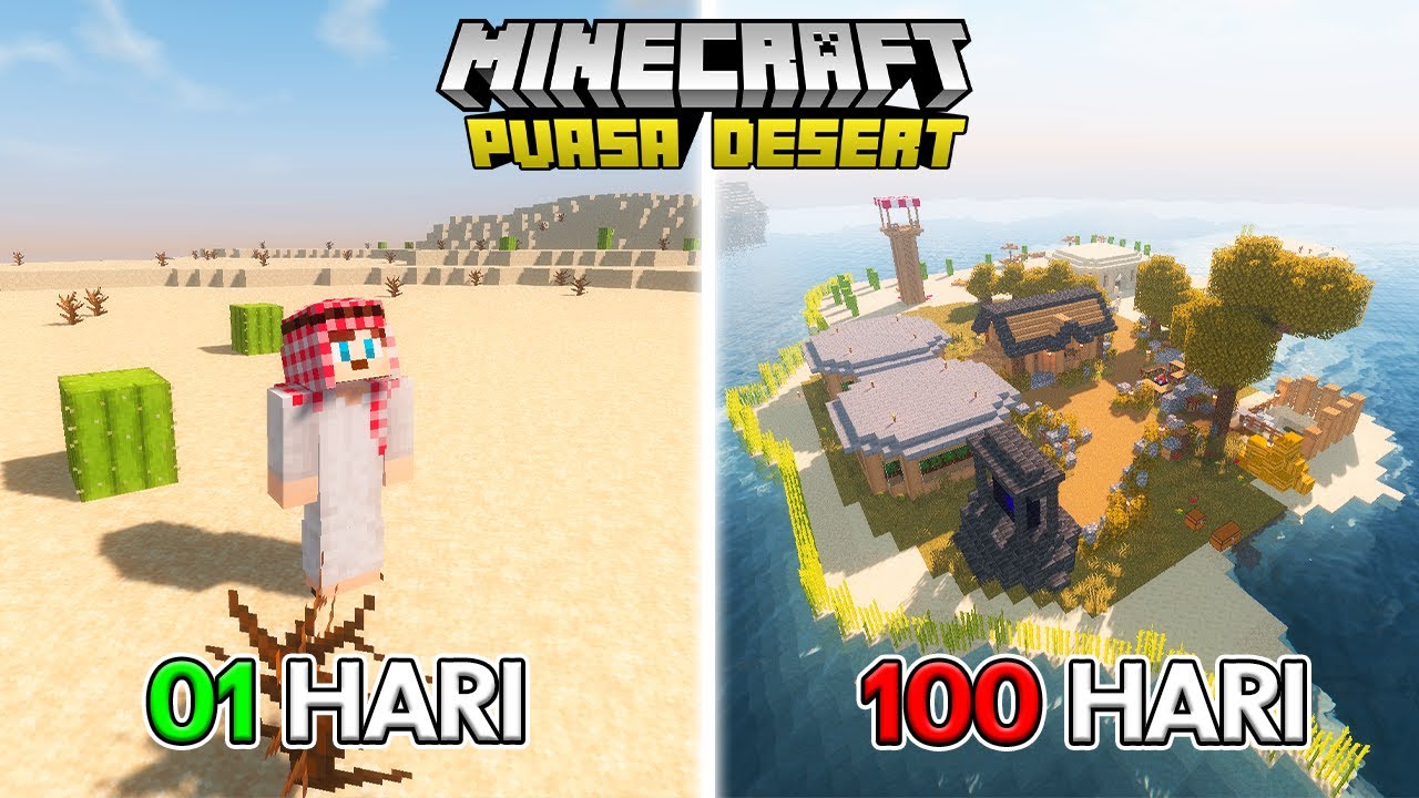 100 Hari di Minecraft Tapi Puasa Desert Only! - Bertahan Hidup di Gurun ...