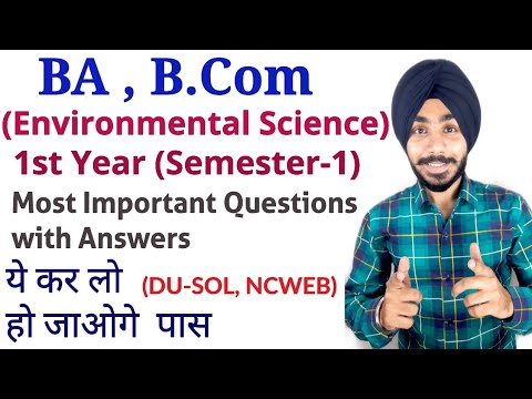 DU-SOL Environmental Science 1st Year ( Semester-1) Most Important ...