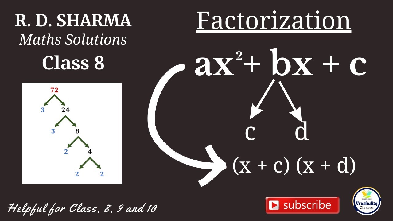 R D Sharma |Class 8 |Factorization (part 1) - YouTube