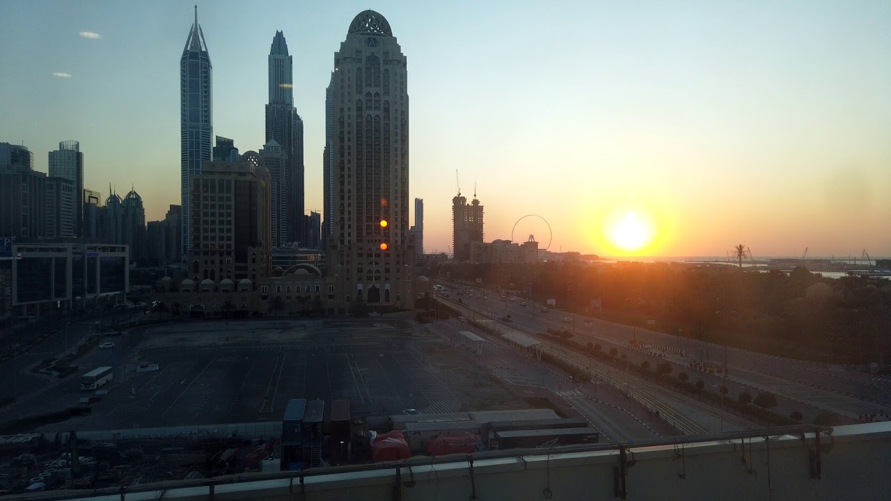 Concord Tower Dubai Media City Sunset Timelapse - YouTube
