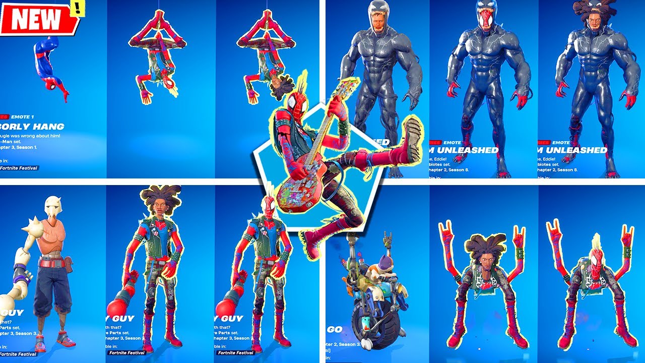 NEW Spider-Punk Fortnite doing all Glitched Built-In Emotes and Funny ...