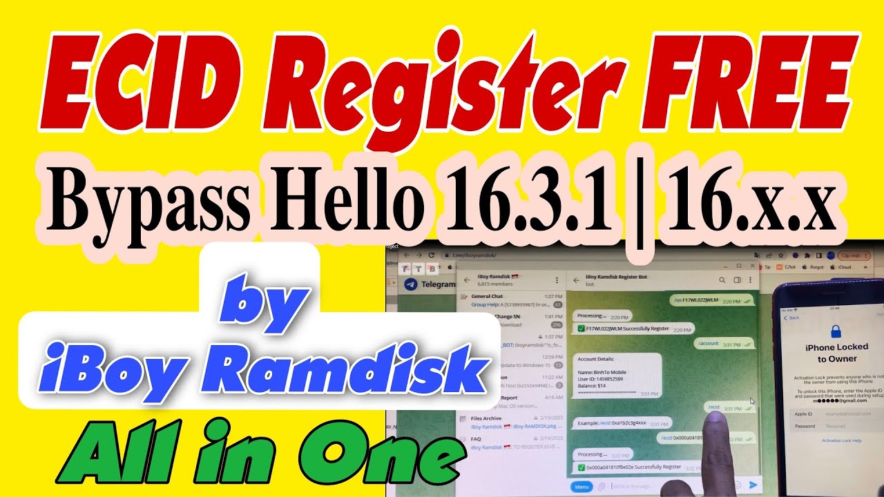Bypass FREE | 8 Plus iOS 16.3.1 | 16.x.x | 1 Click Register ECID iBoy ...
