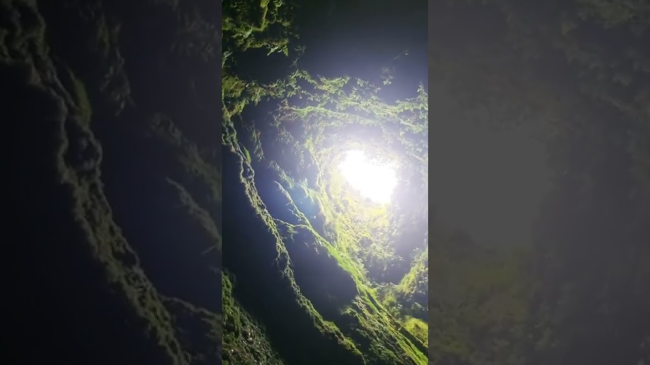 Inside volcanic vent in Portugal, Algar do Cãrvao - YouTube
