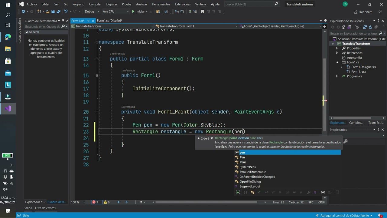 Graficación - TranslateTransform - YouTube
