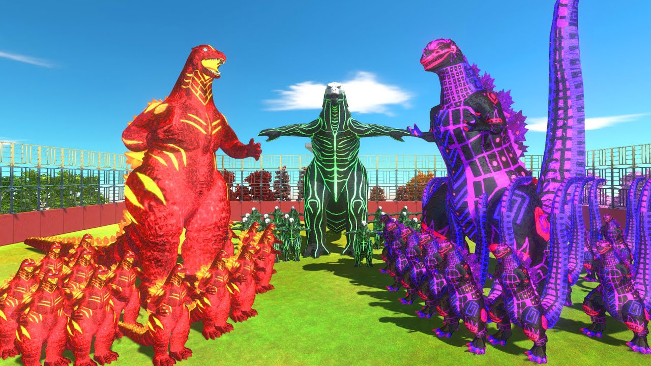 Red Heisei Godzilla VS FLORIAN GODZILLA VS Purple Shin Godzilla Of ...