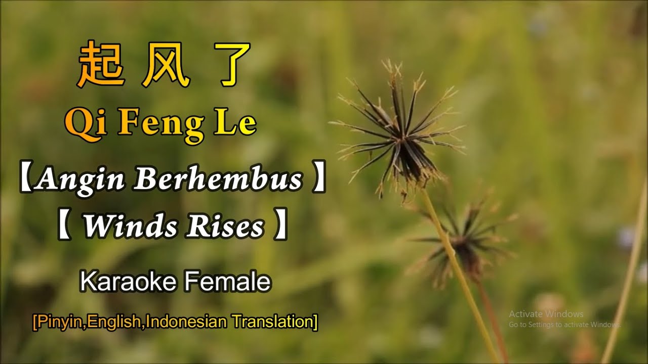 Qi Feng Le【起风了】【The Wind Blows】【Winds Rises】Karaoke Female [Pinyin,English,Indonesian ...