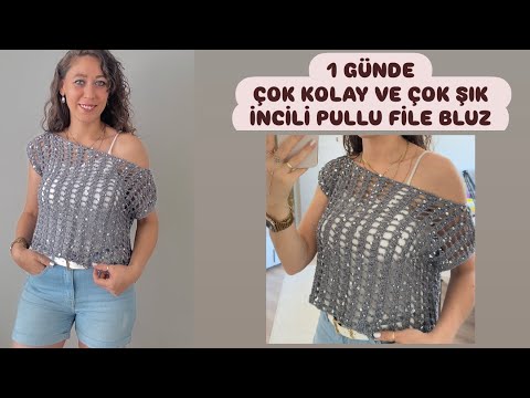 TREND ALARMI ! / 1 GÜNDE  ÇOK KOLAY VE ÇOK ŞIK İNCİLİ PULLU FİLE BLUZ \\ ADIM ADIM ANLATIM
