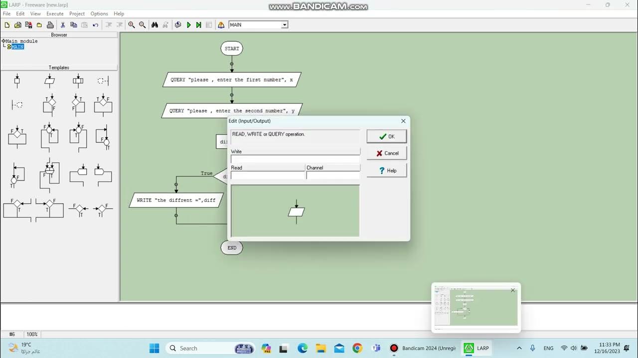 شرح برنامج larp افكار flowchart & pseudo code - YouTube