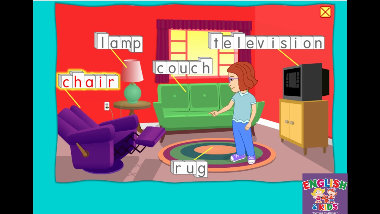 Học tiếng Anh cùng bé Living room & Kitchen Vocabulary game for Kids ...