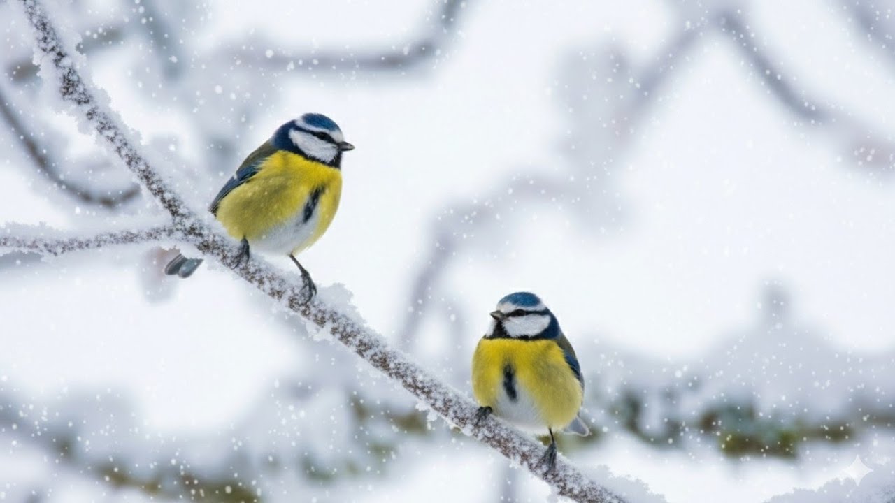 Beautiful Winter Birds in the Snow with Healing Relaxation Music | 4K ...
