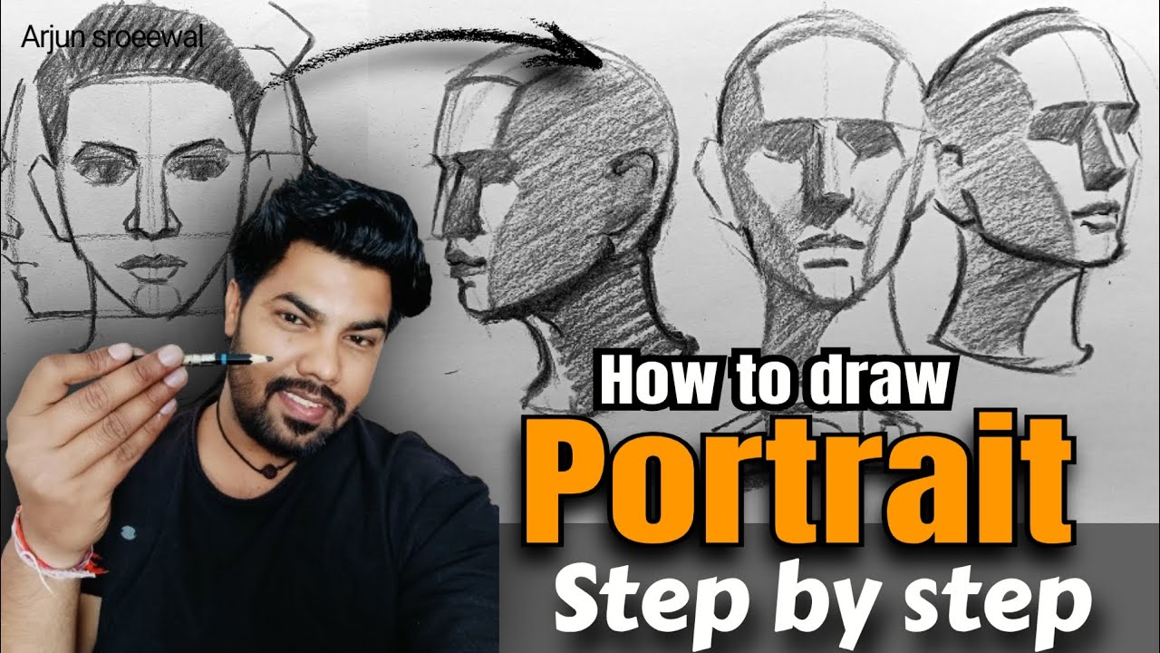 How to draw portrait step by step || any angle portrait step by step ...