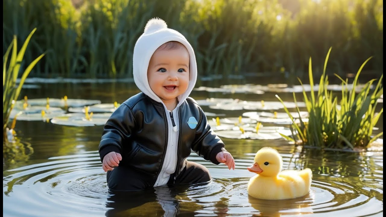 Baby Duck Learns to Swim | Cute Duckling Learning Song for Kids | Pond ...