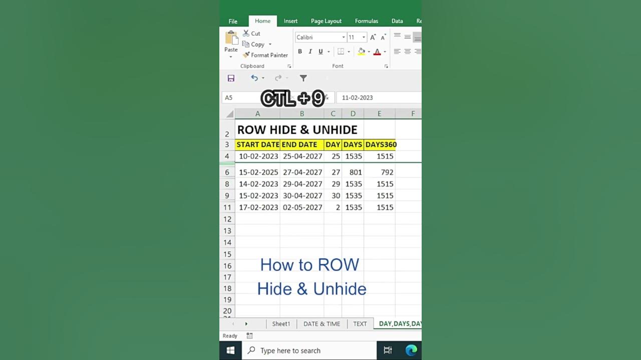 How to row Hide and Unhide in excel #shorts - YouTube