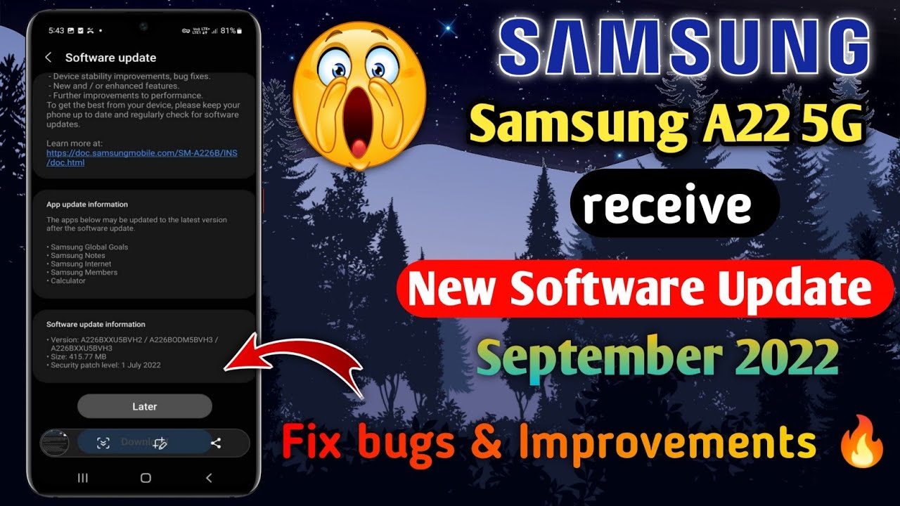 Samsung A22 5G New Software Update September 2022 | A22 5G Latest ...