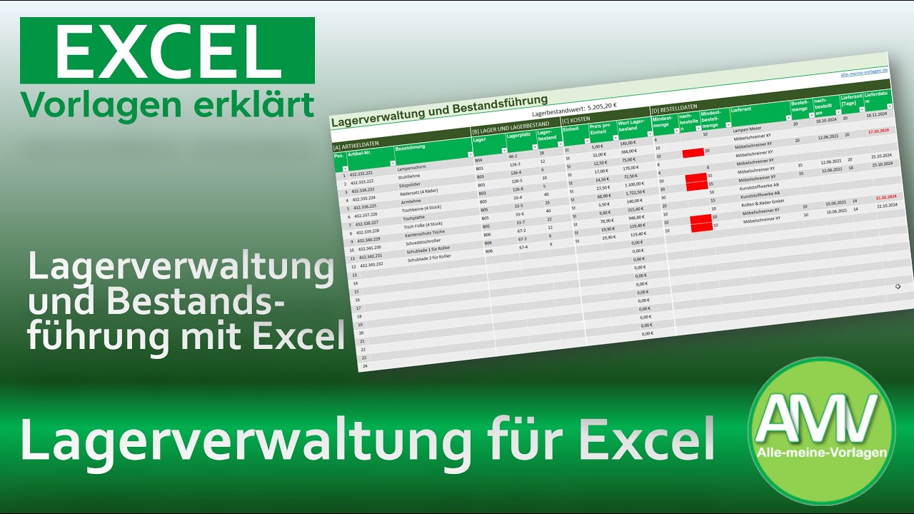 Lagerverwaltung und Bestandsführung mit Excel - YouTube
