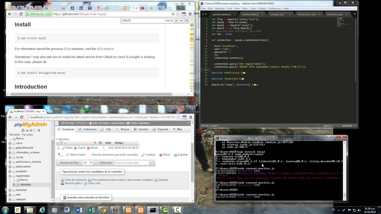 Arduino Nodejs Jhonnyfive Mysql Completado Youtube