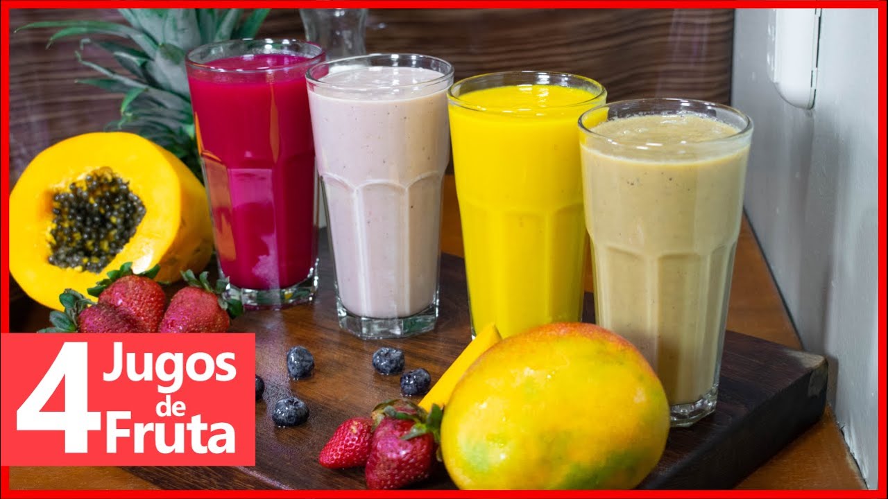 4 JUGOS POPULARES DE PURA FRUTA, saludables y nutritivos 🤩😋💚🥤 - YouTube