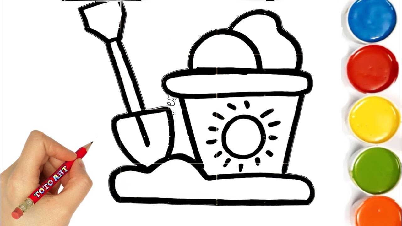 How to draw Sand Equipment -Colouring for Kids & Toddlers |Draw, Paint ...