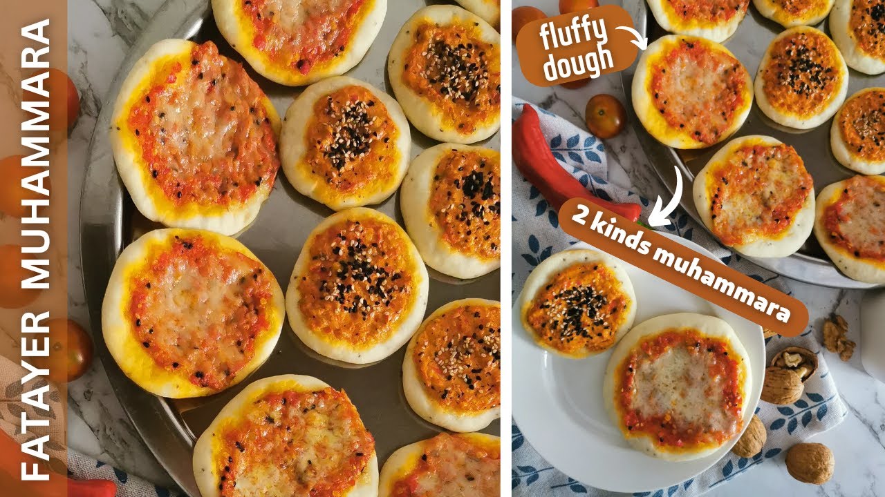 How to make Muhammara 🌶 Manakish | Fluffy mini flatbreads with two ...