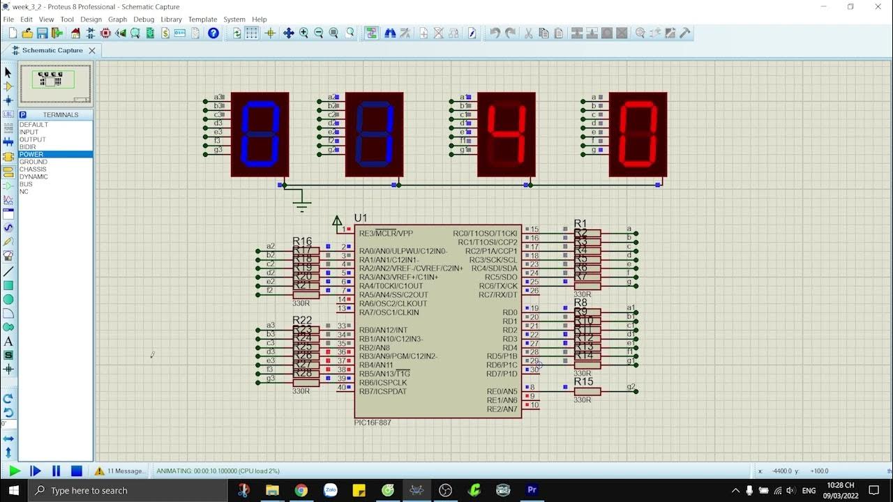 7 segment LEDs counting time 4 digits use MPLAB - YouTube