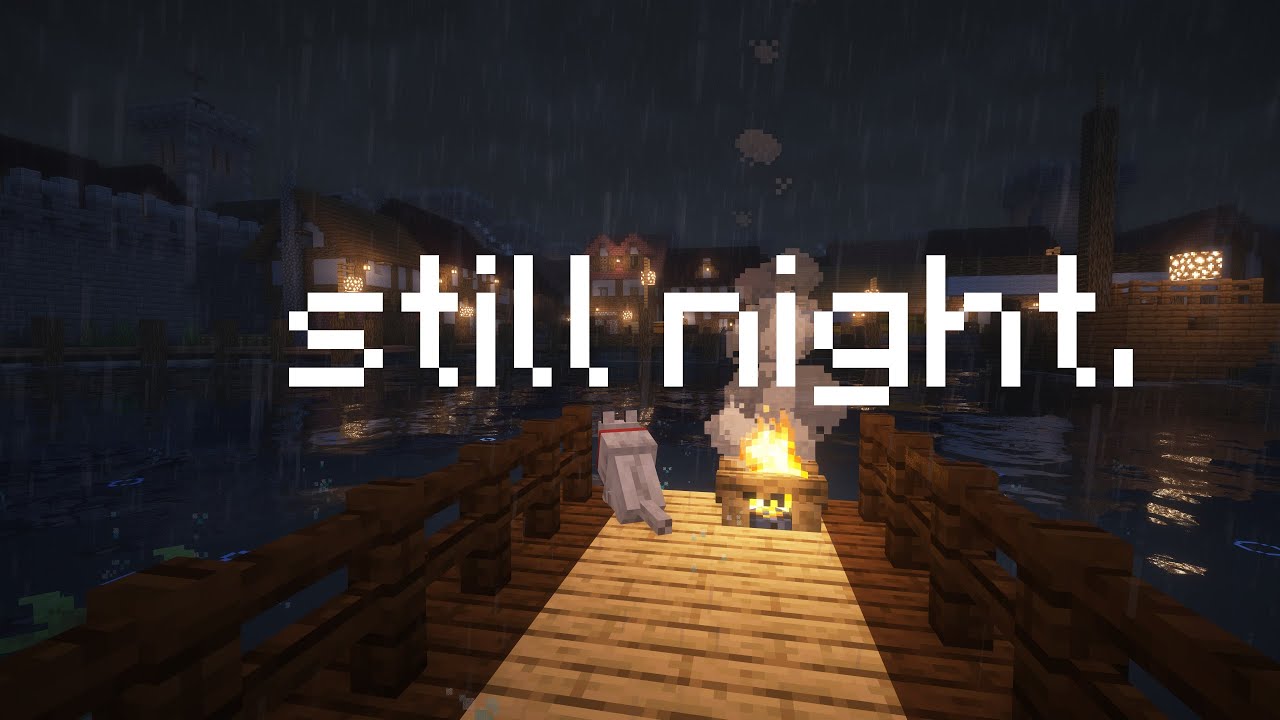 harbor rain & firelight... (minecraft dock, night & ambience) - YouTube