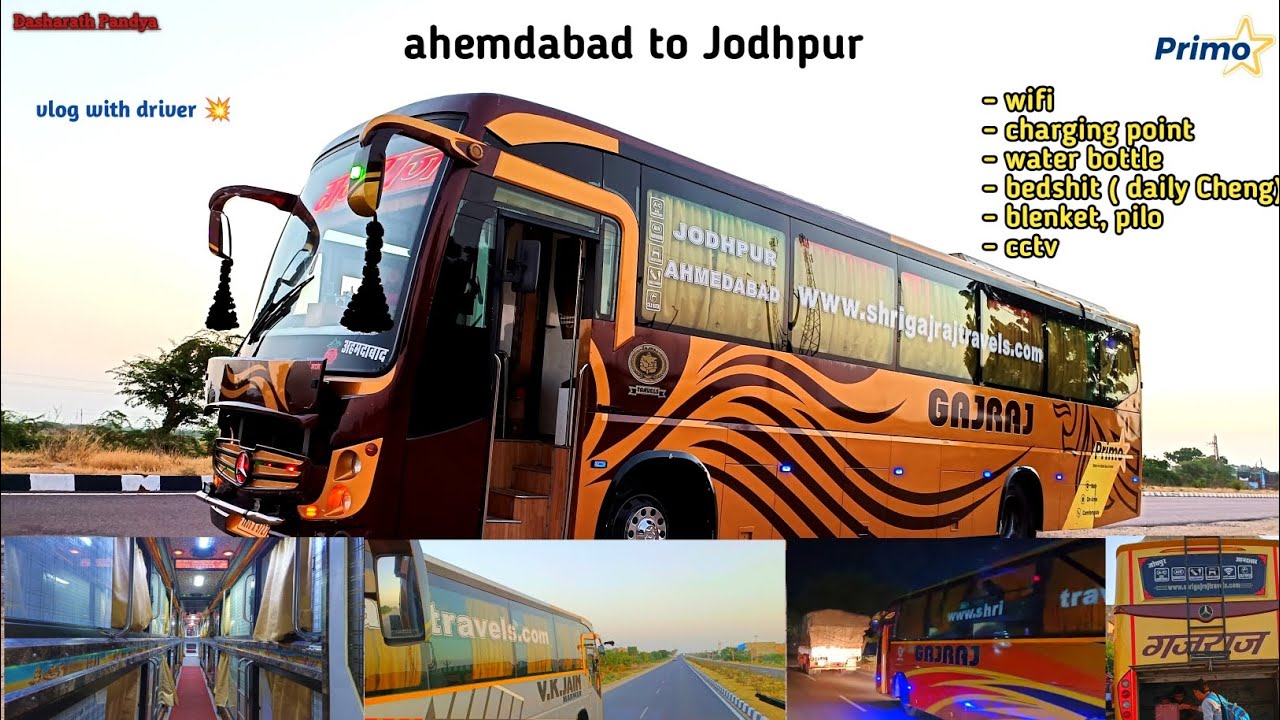 ahmdabad to Jodhpur || Gajraj travels AC sleepar and primo Bus journey🚍 ...
