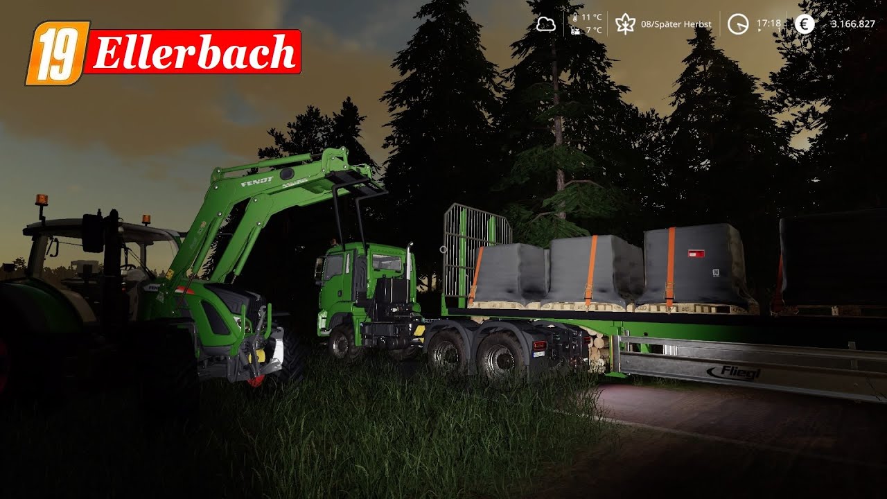 LS19 Ellerbach #19 1. LKW- Zug Strohpellets verlässt den Hof - YouTube
