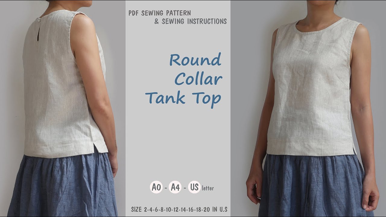 DIY - Round Collar Tank Top Tutorial - Nitasewing - Patterns - YouTube
