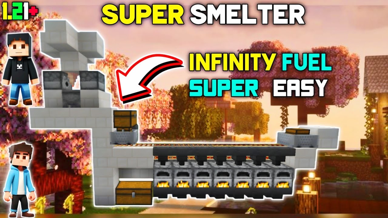 BEST SUPER SMELTER WITH INFINITE FUEL FOR MINECRAFT BEDROCK 1.21+ (2025) | EASY & FAST TUTORIAL ...