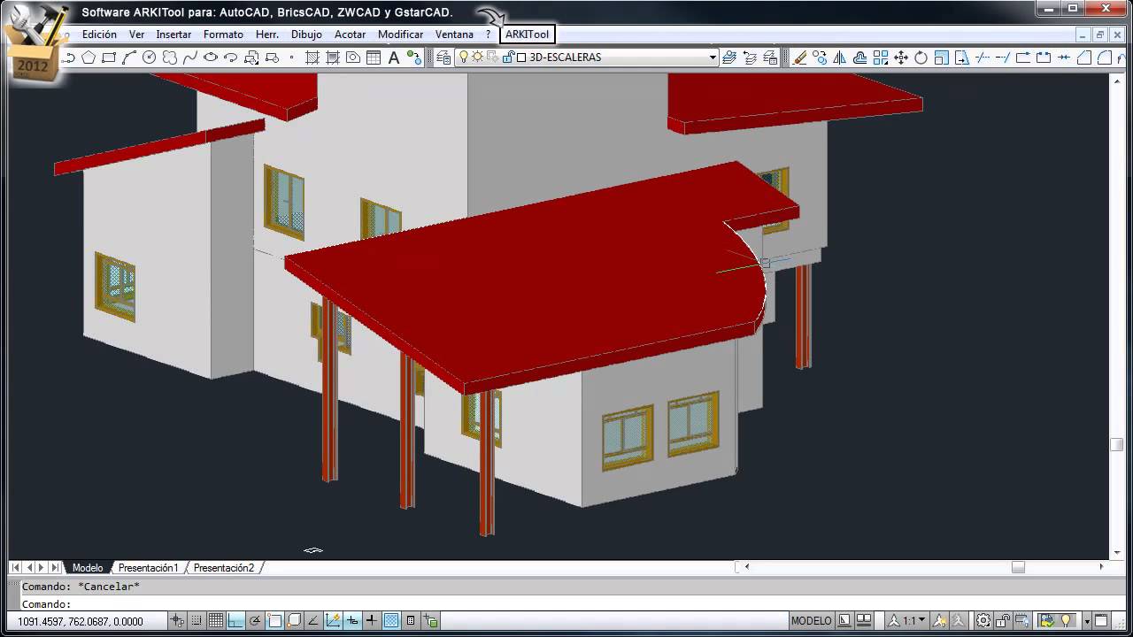 ARKITool: ARQ-CORNISA, Dibuja una cornisa en 3D. (AutoCAD,BricsCAD ...