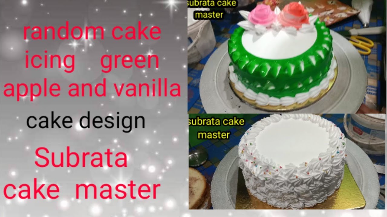 random cake design Vanilla and green apple 🍏 - YouTube