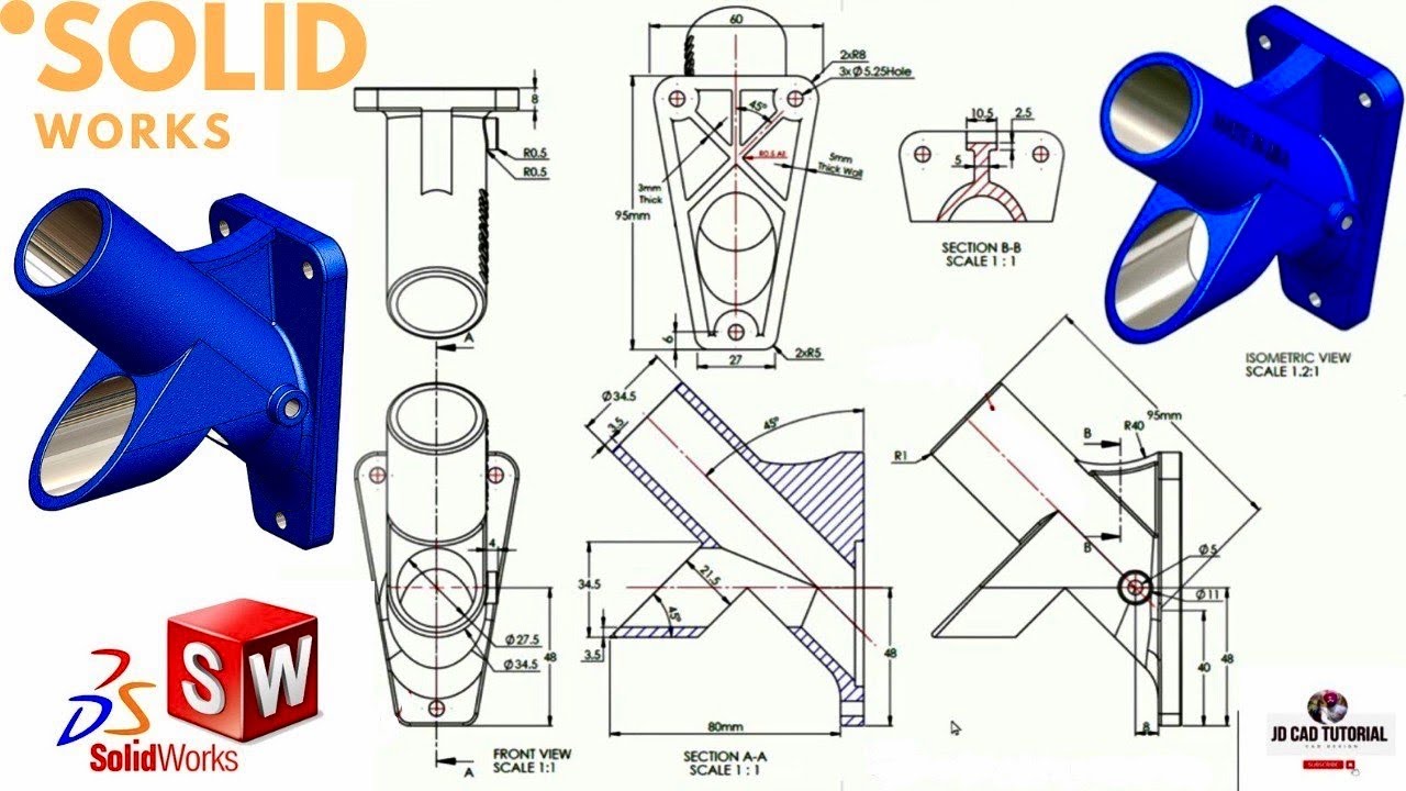 Solidworks Tutorial || Flag pole Advanced Tutorial - YouTube