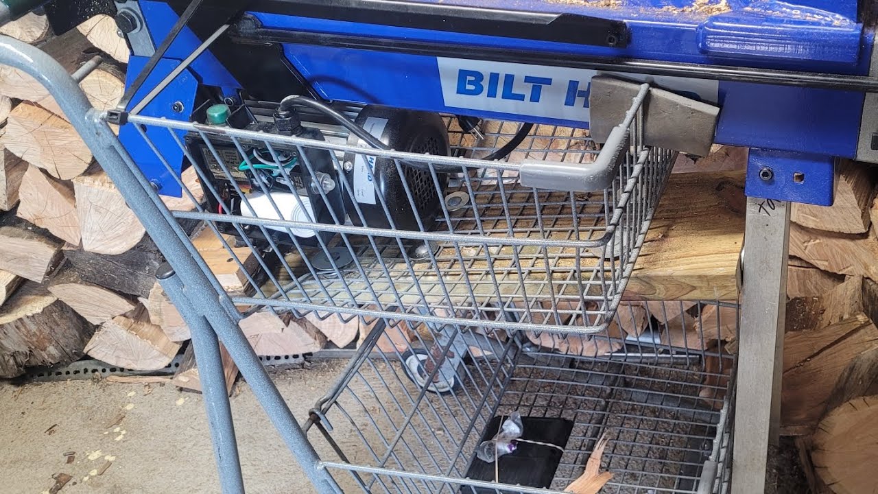 Bilt Hard electric Log Splitter in 17" Cherry ... BOOM ! - YouTube