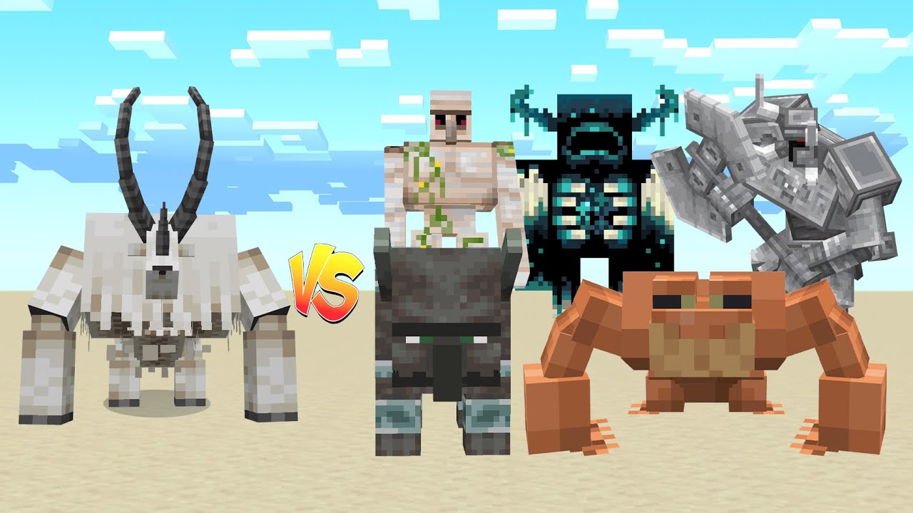 MUTANT GOAT Vs Warden, Iron golem, Mutant Frog, Ravager, Ferrous ...