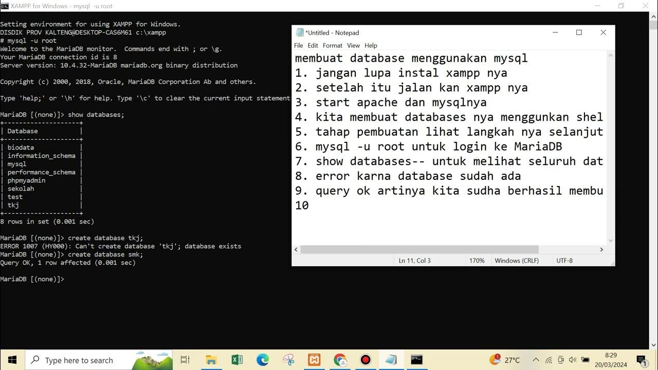 Membuat database dan table di mysql (Sell) - YouTube