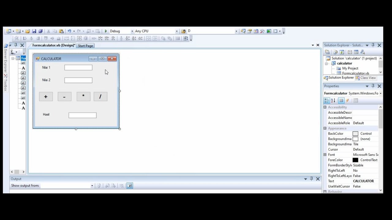cara untuk membuat Program kalkulator menggunakan visual basic - YouTube