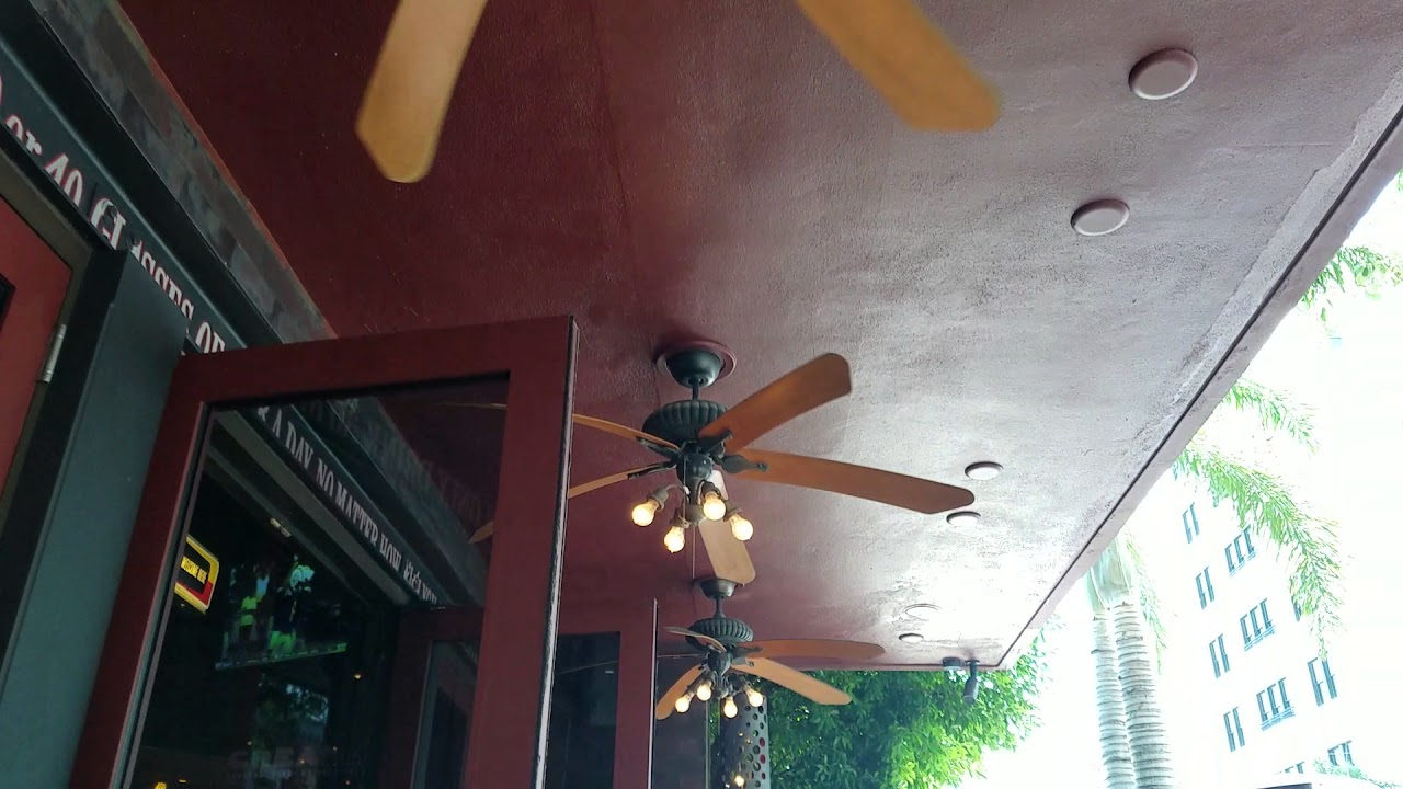 Fanimation Bellaire Ceiling Fans Outside a Bar. - YouTube