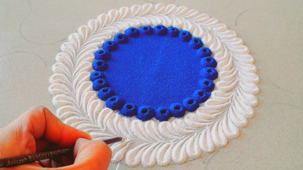 Very Simple Easy Blue Rangoli Design || Ambedkar Jayanti Special ...