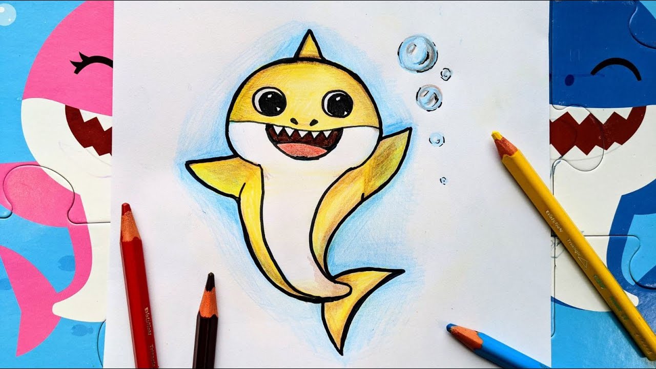 How to draw BABY SHARK (BABY SHARK CARTOON) - YouTube