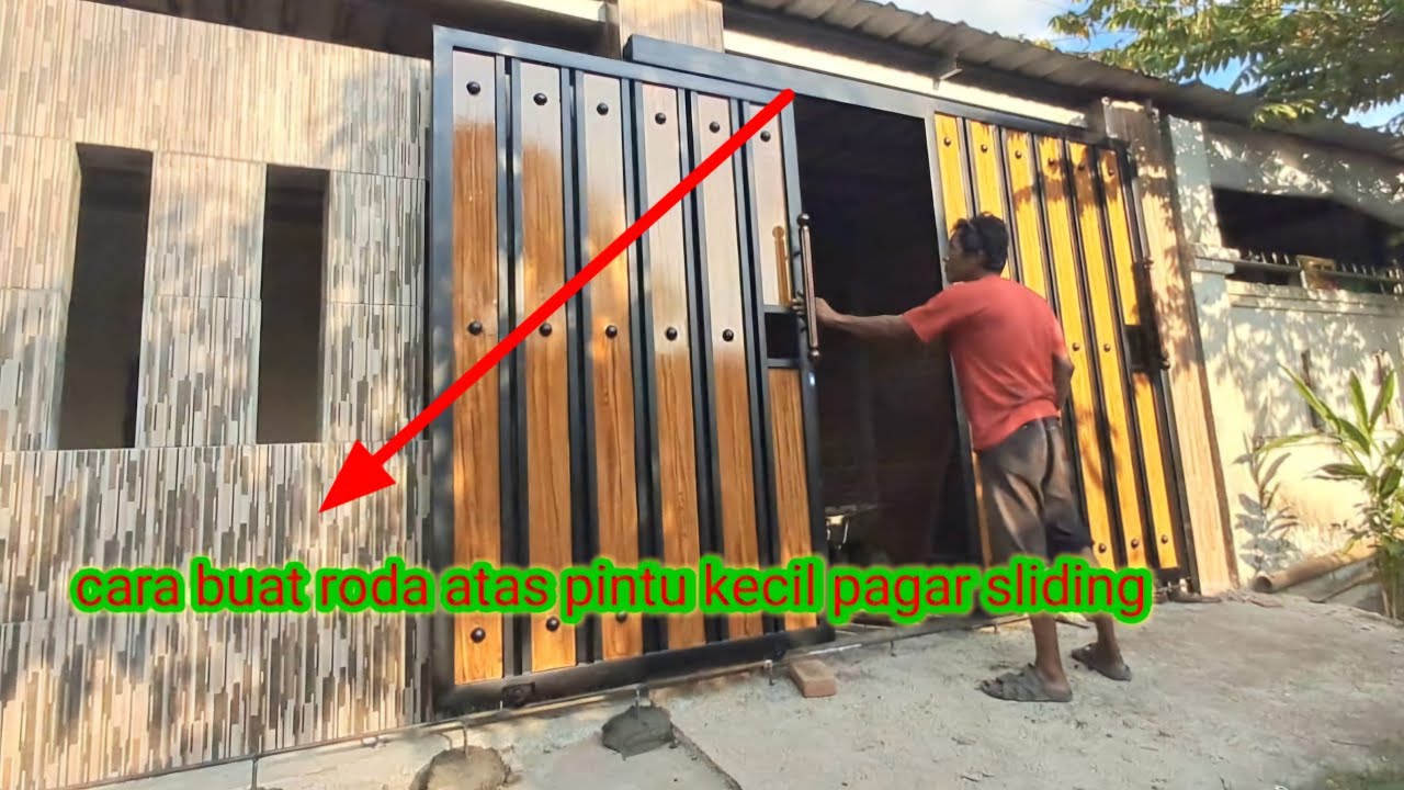 cara buat dan pasang rel atas pintu pagar sliding double, diy - YouTube