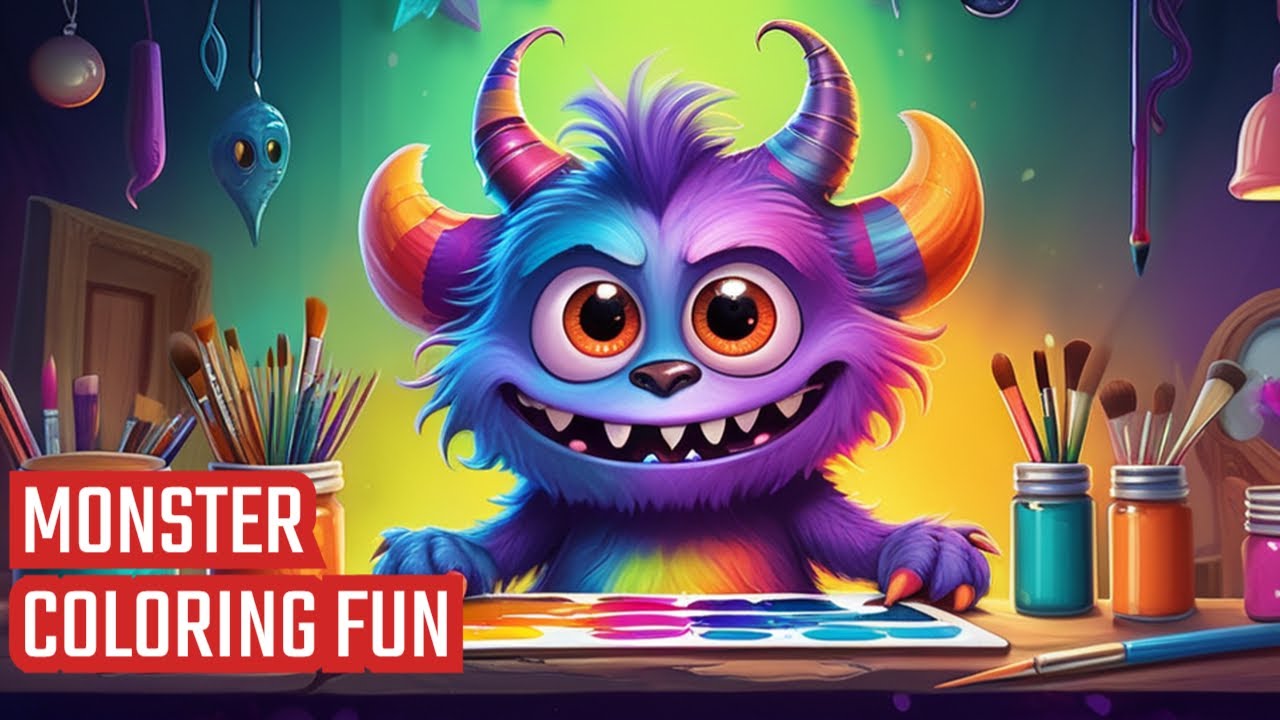 Coloring Fun Monster for Kids and Drawing with Paint! - YouTube