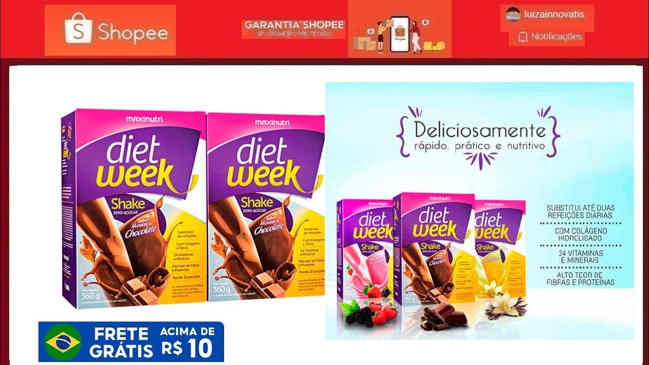 Kit 02 Diet Week Shake Mousse de Chocolate 360g Maxinutri - Shopee ...