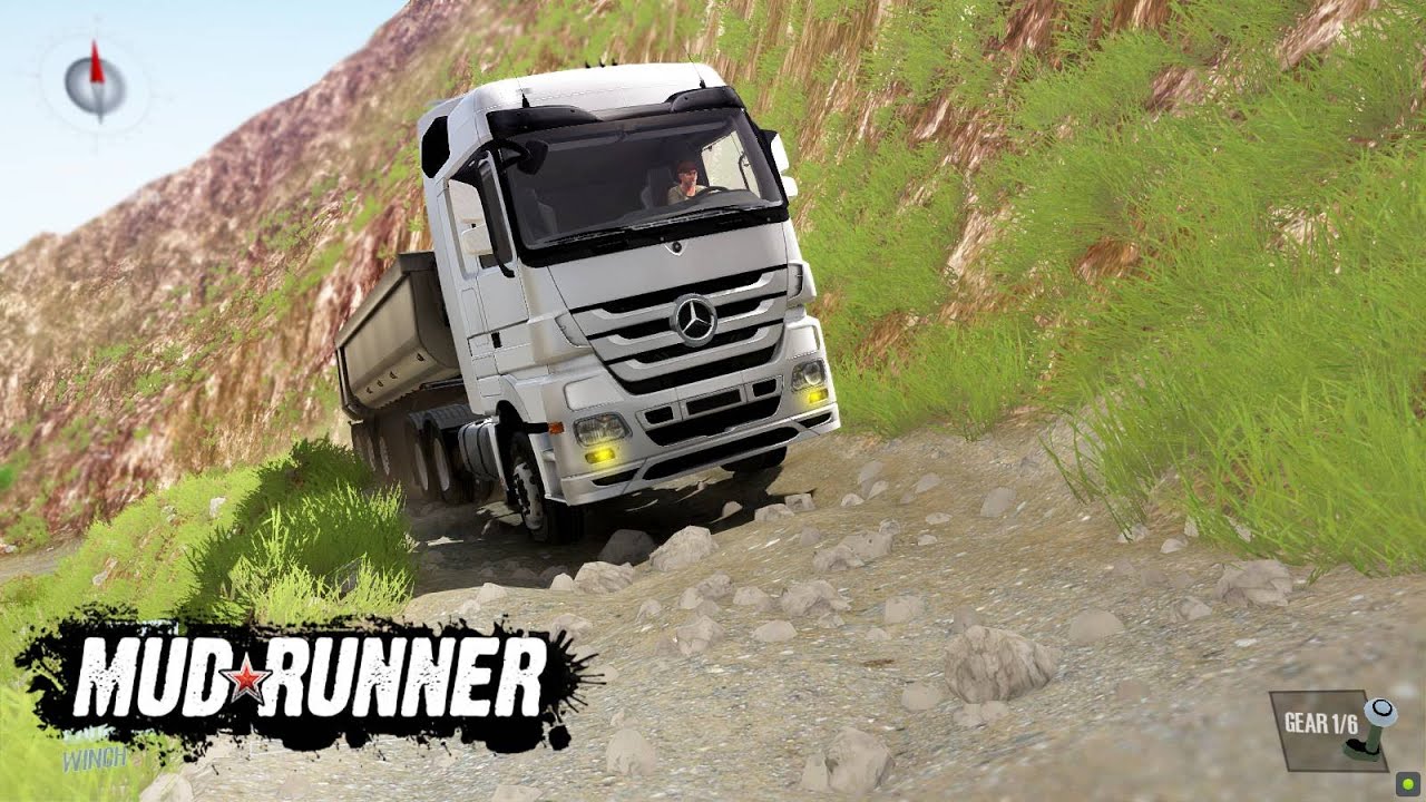 Spintires MudRunner: Dangerous delivery with Mercedes Actros Truck - YouTube