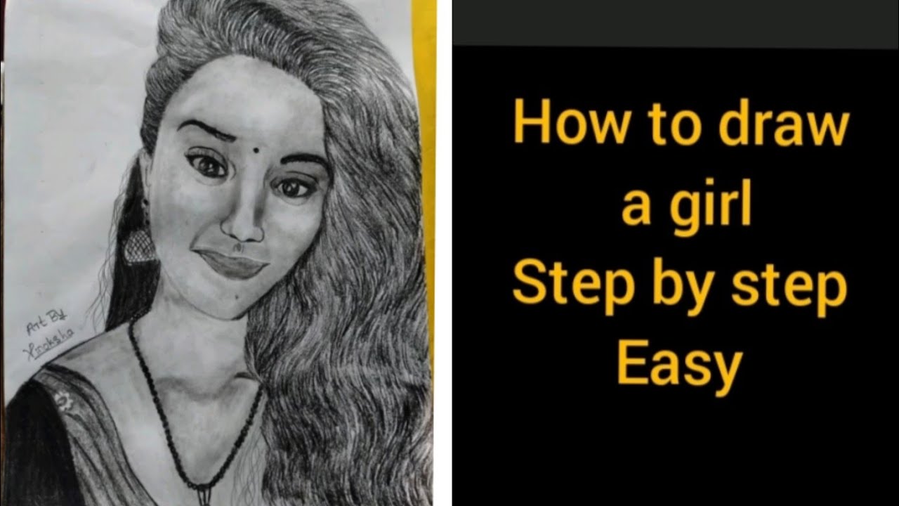 How to draw a girl step by step | commissioned art work | simple pencil ...