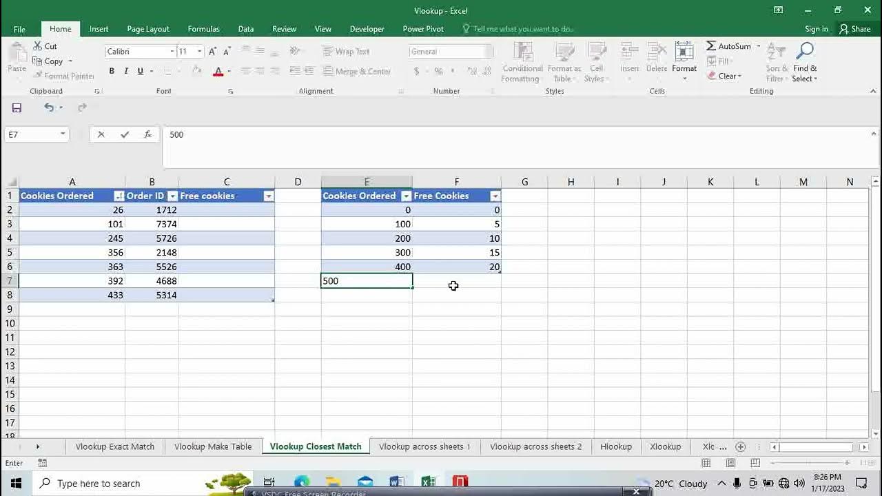 vlook up exact closest match - YouTube