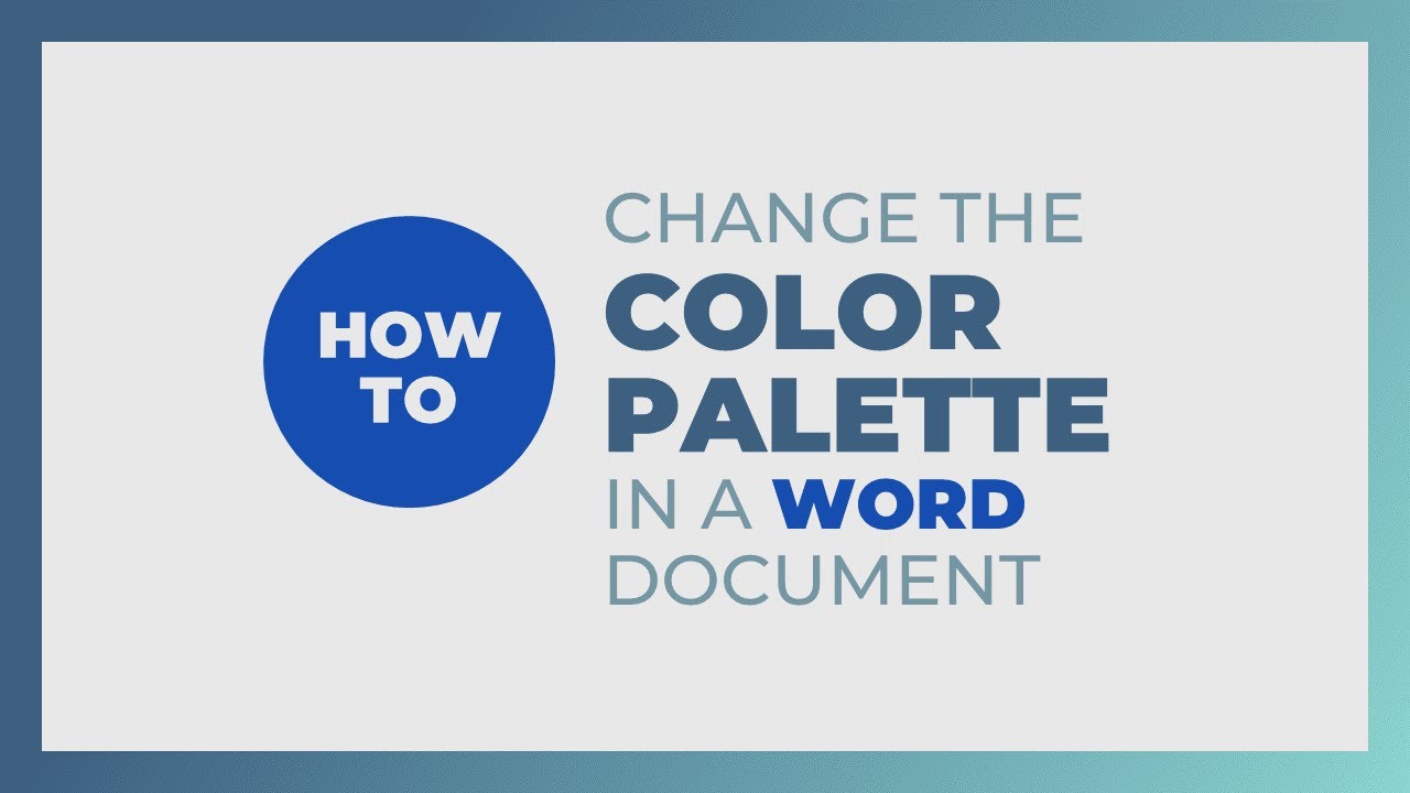 How to change the color palette in a Word document - YouTube