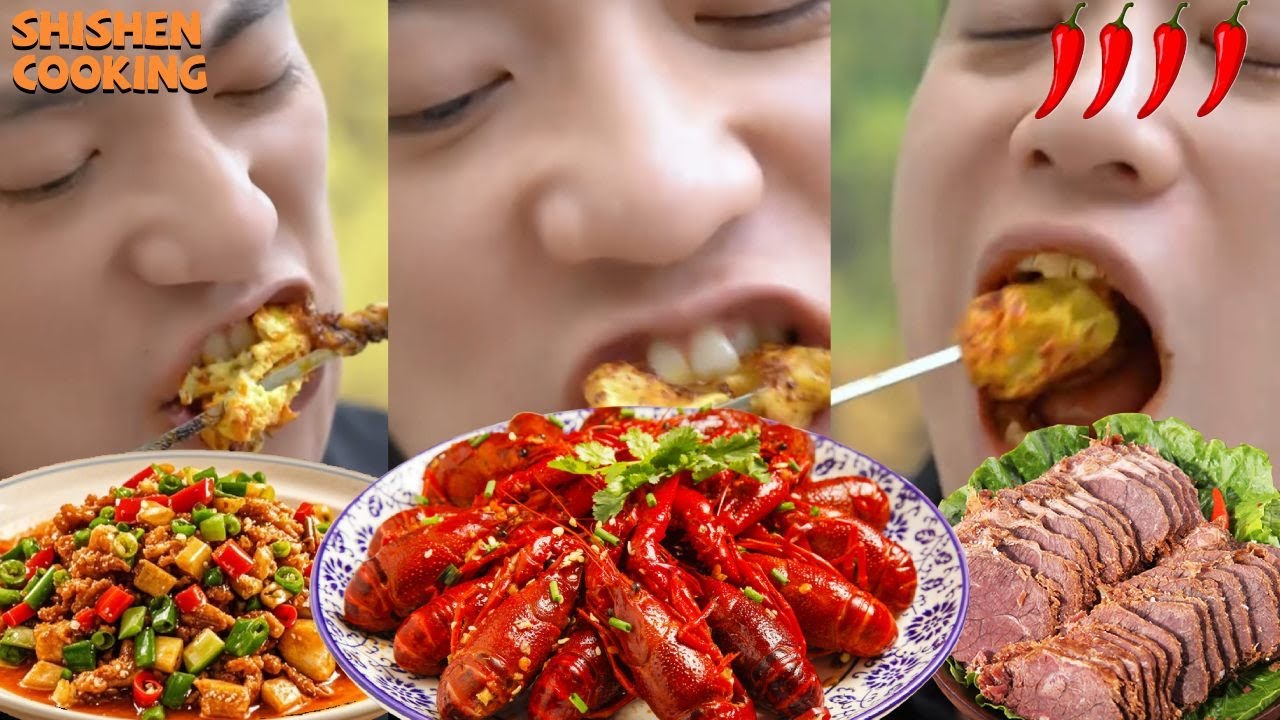 Village Funny Mukbang ｜Grilled Stone Food ｜Wild Cooking ｜Cooking And ...
